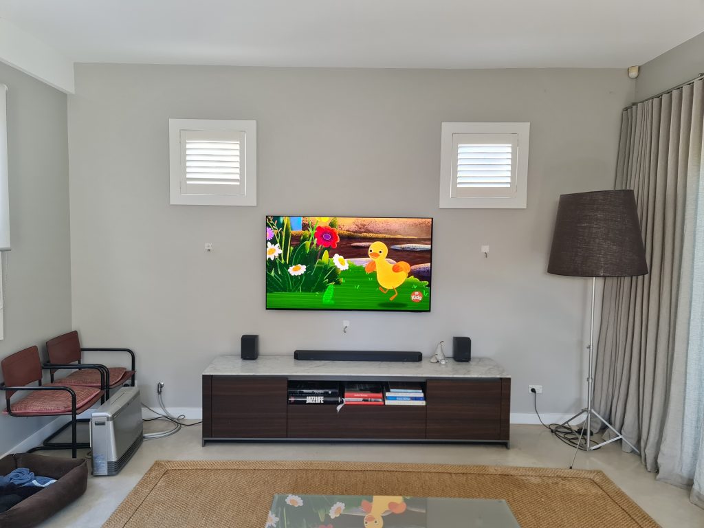 Samsung 65" S95C 4K OLED, mounted onto Gyprock wall with Q990 Soundbar ...